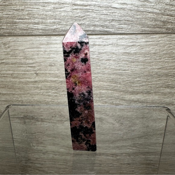 Accents | Rhodonite Crystal Stone Tower Point Pink Black | Poshmark